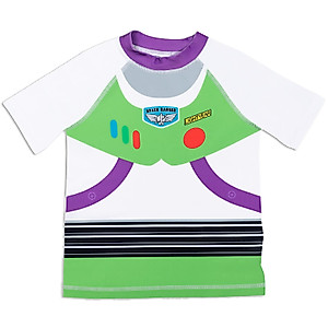 Disney Pixar Toy Story Buzz Lightyear Toddler Boys Rash Guard and Swim Trunks Outfit Set 2T