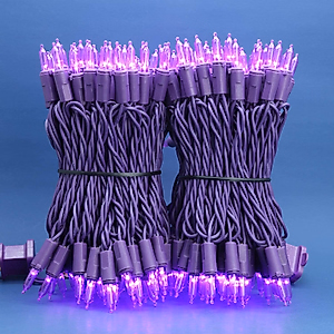 SWEET SHINE Purple LED Christmas Lights with Purple Wire, 66 Ft 200 Counts UL Certified Holiday Lights Set (Purple)