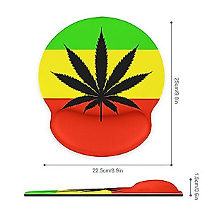 SEPTYK Rasta Flag Marijuana Leaf Pattern Ergonomic Mouse Pad with Wrist Support Rest Gel Non-Slip Rubber Base Mousepad for Computer Laptop Home Office Gaming Pain Relief