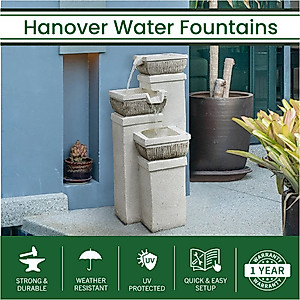 29.5-in. 3-Tier Tri-Column Indoor or Outdoor Garden Fountain with LED Lights for Patio, Deck, Porch