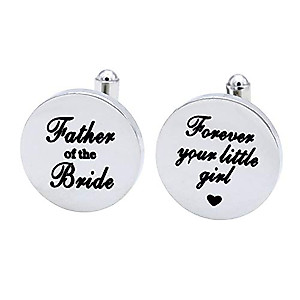 Melix Home Father of The Bride, Forever Your Little Girl Stainless Steel Cuff Links Gift for Dad from Daughter (Grey)