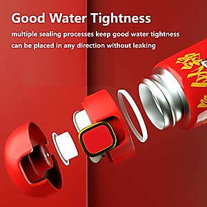 Chinese Red Water Bottle, Chinese Insulated Water Bottle, The Quick Flip 14oz Stainless Steel Thermos for Cold/Hot Beverages, Digital Temperature Display, Gift Packaging