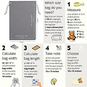 DR 100 Percent Cotton Muslin Drawstring Bags 12-Pack For Storage Pantry Gifts (Smoke 120033)