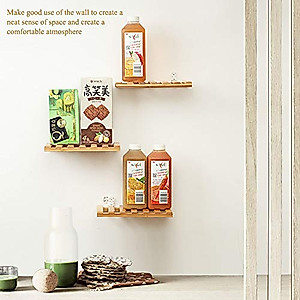 QUMENEY 3PCS Wooden Floating Wall Shelf, Timber Block Floating Shelf, Wall Mounted Shelf Hanging Storage Organizer for Living Room Bathroom Kitchen