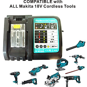 ANOITD DC18RC 14.4V-18VLi-Ion Battery Charger Compatible with Makita DC18RC DC18RD DC18RA DC18SD DC18SF to Work with BL1830 BL1840 BL1850 BL1860 BL1840B BL1820 BL1815 BL1430 BL1450 Makita 18V Battery