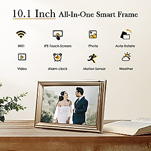 WiFi Digital Photo Frame 10.1 Inch IPS HD Cloud Smart Digital Picture Frame,16GB Storage, Wall Mountable, Auto-Rotate, Share Photos via App, Auto-Rotate, Send Photos from Anywhere