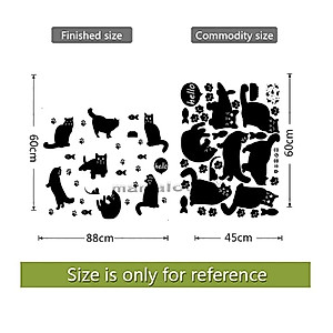 Cute Black Cat Silhouette Wall Sticker Home Decoration Children's Room Staircase Corridor Decoration Mural Combi