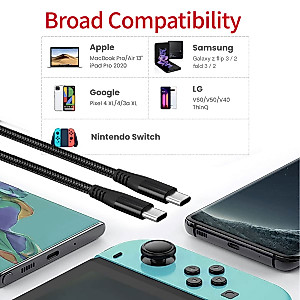 10FT USB C Charger Cable Cord Compatible for Samsung Galaxy z flip 4 5G, flip 3, flip 2, Galaxy z fold 4, Samsung fold 3, z fold 2 Wires for 5G flip Phone USB Adapter Fast Long Power Charging Cable