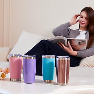 MEWAY 20oz Tumbler Cup Double Wall Vacuum Insulated Travel Mug Bulk, Stainless Steel Tumblers with Lid and Straw, Durable Powder Coated Coffee Cups for Cold & Hot Drinks (Light Blue, 1)