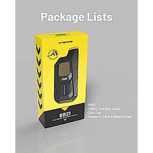 Nitecore Blowerbaby BB21 Electronic Cleaning Air Blower 2023 Version, 2.7kPa Dust Removal Wind Pressure, 80km/h Max Wind Speed, with Quick Release Brush, for Cameras Lens Cleaning and More