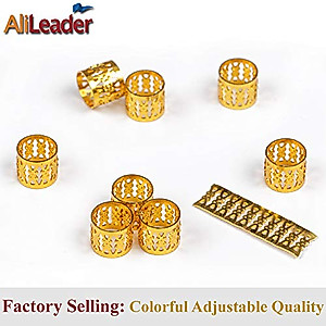 Alileader 100pcs Gold Hair Accessories - Hair Beads for Dreadlocks, Braids and Locs, Hair Clips, Hair Cuffs and Jewelry (Golden)
