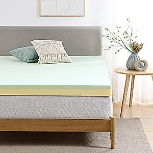 ZINUS 1.5/3/4-inch Green Tea Memory Foam Mattress Topper, Pressure-Relieving Layers, CertiPUR-US Certified, (4 in, Queen)