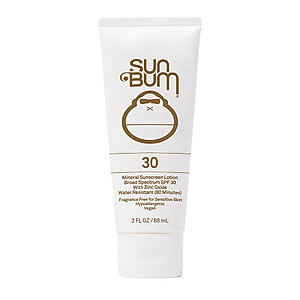 Sun Bum Mineral SPF 30 Sunscreen Body Lotion| Broad Spectrum Moisturizing Facial Sunblock with Vitamin E | Vegan and Hawaii 104 Act Compliant (Octinoxate & Oxybenzone Free) | Travel Friendly 3 oz