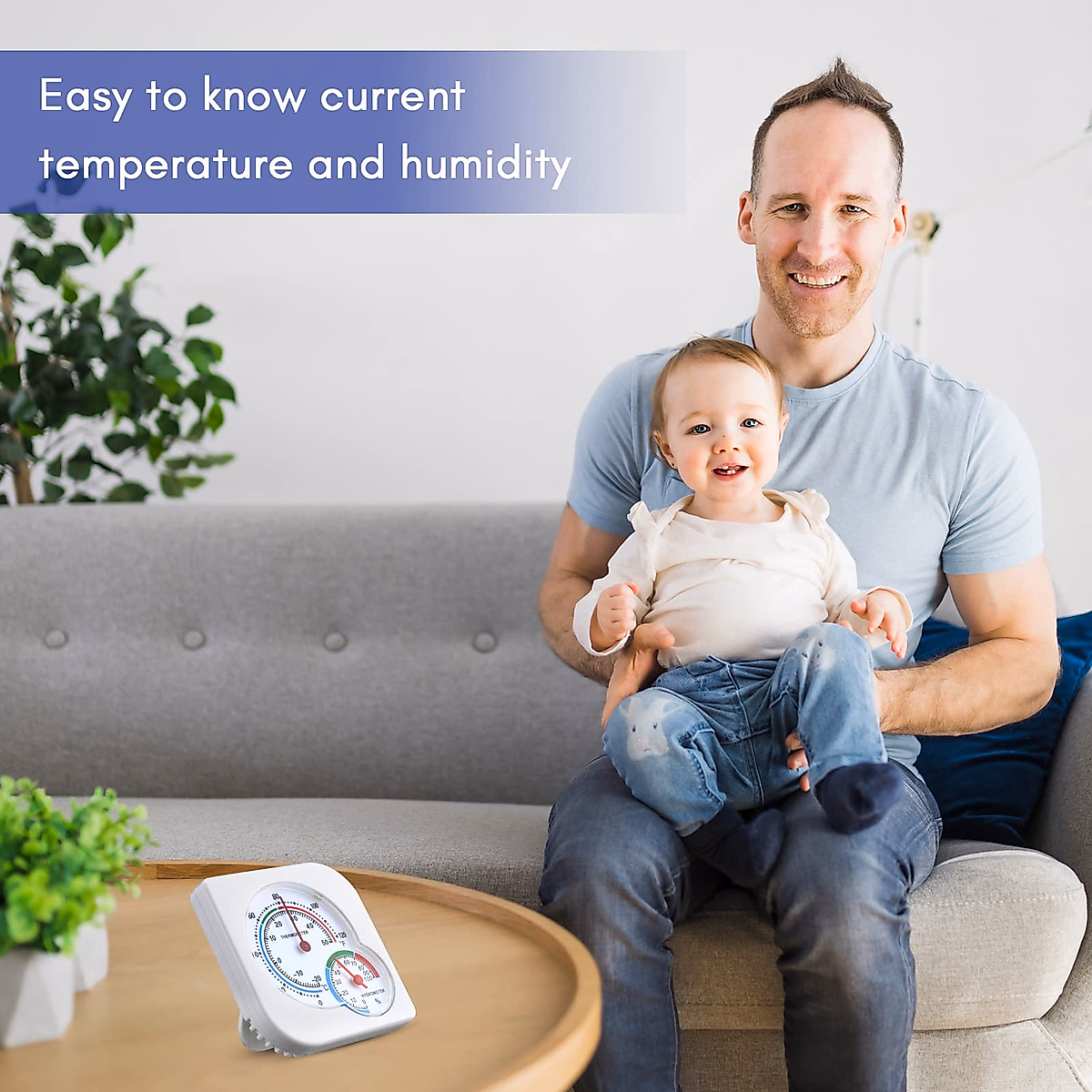 Kathfly 6 Pcs Indoor Thermometer and Humidity Gauge Indoor Mini Thermometer Hygrometer Temperature Humidity Meter Temperature and Humidity Monitor with Pointers for Home, Kitchen, Planting Room