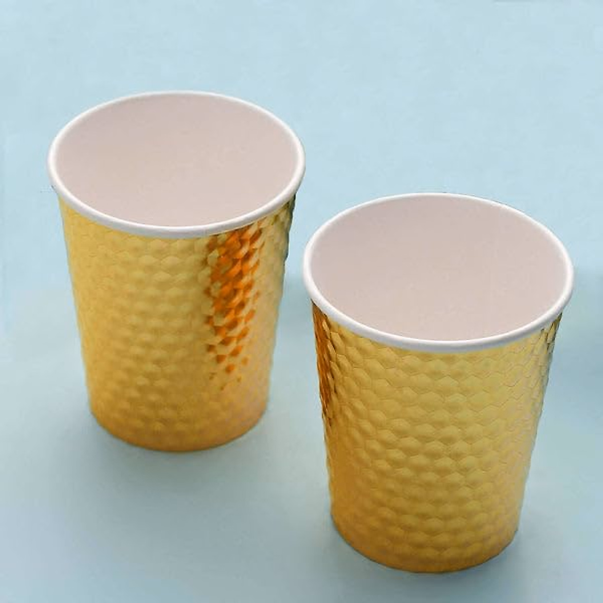 Tableclothsfactory 24 Pack | 9oz Gold Foil Honeycomb Paper Cups, Disposable Tableware