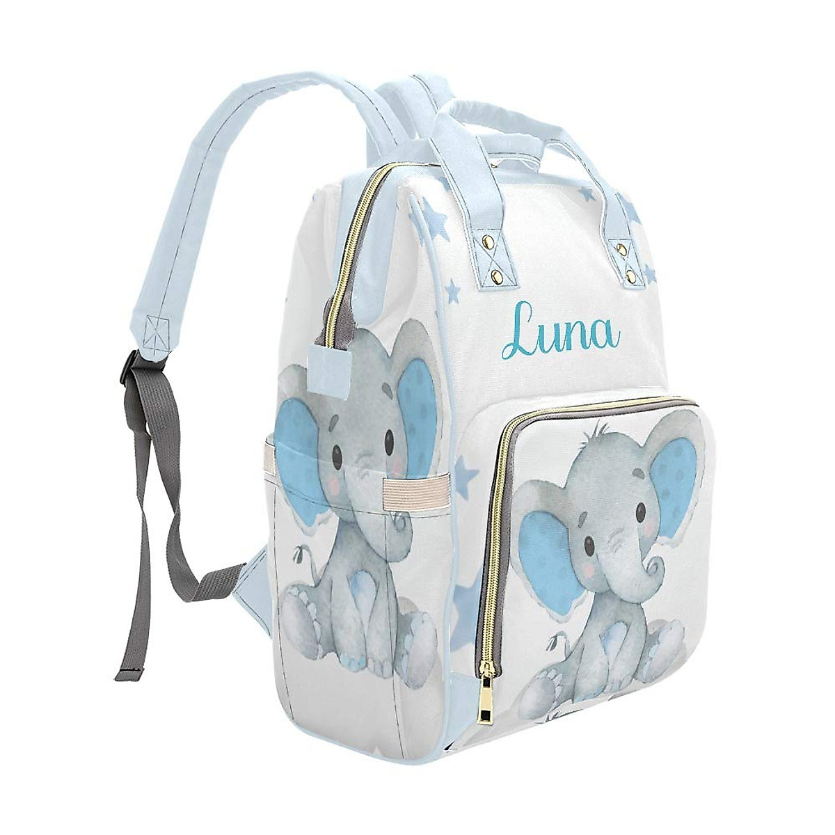 Personalized Elephant Baby Diaper Bag Backpack Name Custom Mommy Baby Bags Travel Daypack for Mom Gifts