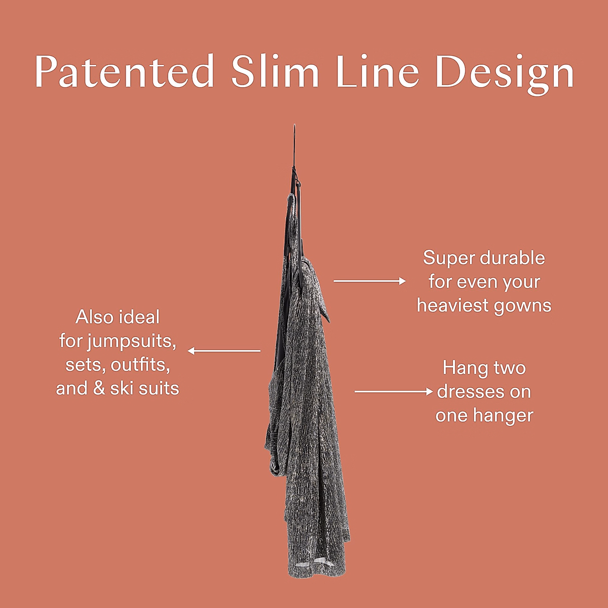 Hangers for Long Garments by Cove (5-Pack) | Space Saving Clothes Hangers for Long Dresses, Jumpers, Blankets & Closet Organization | Perfect for Travel | Made from 100% Recycled Materials