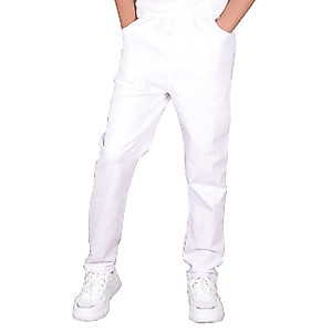 CAMLAKEE Boys' Stretch Pull on Chino Pants Kids School Uniform Yonth Twill Pants White 6-7 Years