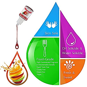 Food Flavoring Oil - 24 Pack Concentrated Flavor Oil for Baking, Cooking, Cosmetics - Liquid Lip Gloss Flavoring Oil Extract for Lip Balm, Drinks, Soap Making - Water & Oil Soluble - .2 Fl Oz Bottles
