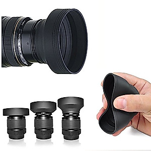 58mm Soft Rubber Lens Hood for Canon Rebel T5, T6, T7i, T8i, EOS 80D, 90D, 77D, SL3 Cameras with EF-S 18-55mm STM Lens