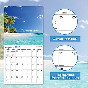 2024 2025 Wall Calendar, July 2024 - December 2025, Wall Calendar Beaches Island, 12" x 24" Opened,Full Page Months Thick & Sturdy Paper for Gift Perfect Calendar Organizing & Planning