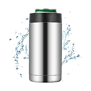 Olerd 16oz Double wall Stainless Steel Insulated Can Cooler, Bottle or Tumbler for Slim Beer & Hard Seltzer Cans, Beer Bottle Holder (Silver)