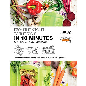 Lekue 3-4 Person Steam Case With Draining Tray and Bonus 10 Minute Cookbook, Green, Large