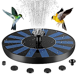 14-Lobe Solar Panel 1.5W Upgraded with 7 Nozzles & 4 Fixer Solar Fountain Pump, Floating Solar Fountain Pump for Bird Bath, Solar Water Fountain Outdoor Garden for Pond, Pool, Aquarium, Fish Tank