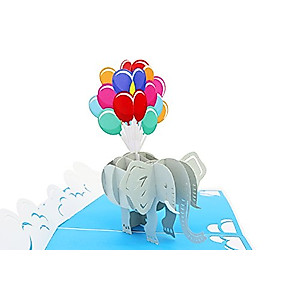 PopLife Flying Elephant and Balloons Pop Up Card for All Occasions - Mother's Day Card, 3D Birthday Pop Up, Baby Shower, Get Well Soon - for Mother, for Daughter, for Wife, for Granddaughter