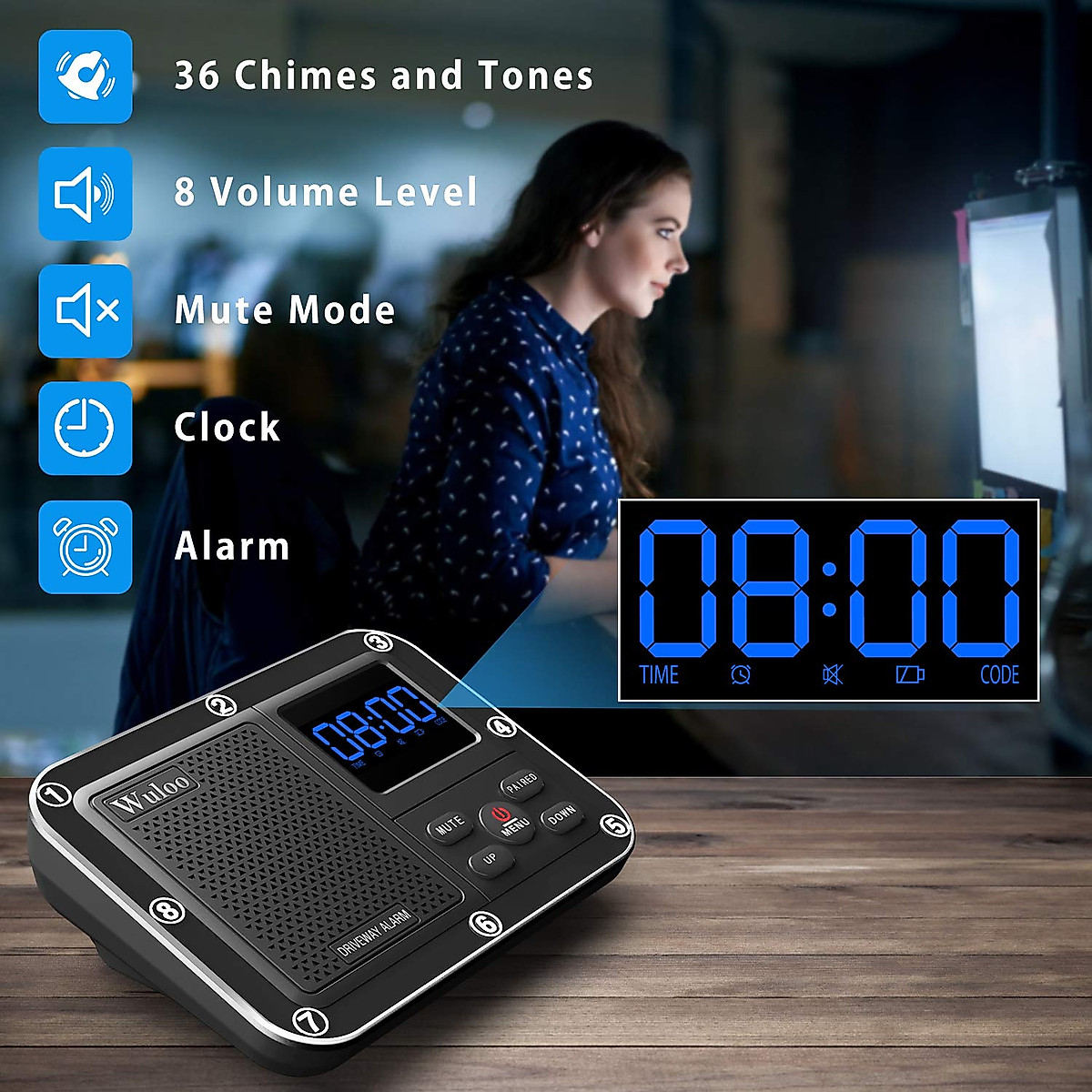 Solar Driveway Alarm Wireless Outside 1800ft Range, Outdoor Motion Sensor & Detector Driveway Alert System with Rechargeable Battery/Weatherproof/Mute Mode(1&1-Brown)