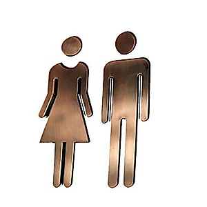Z-COLOR Modern Acrylic Bathroom Sign Decor Adhesive Foil Backed Men's and Women's Unisex (Bronze)