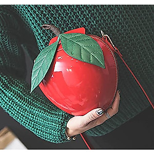 123Arts Fashion Apple Shape PU Leather Handbag Cartoon Shoulder Bags Purse - Red / Green, 191910cm