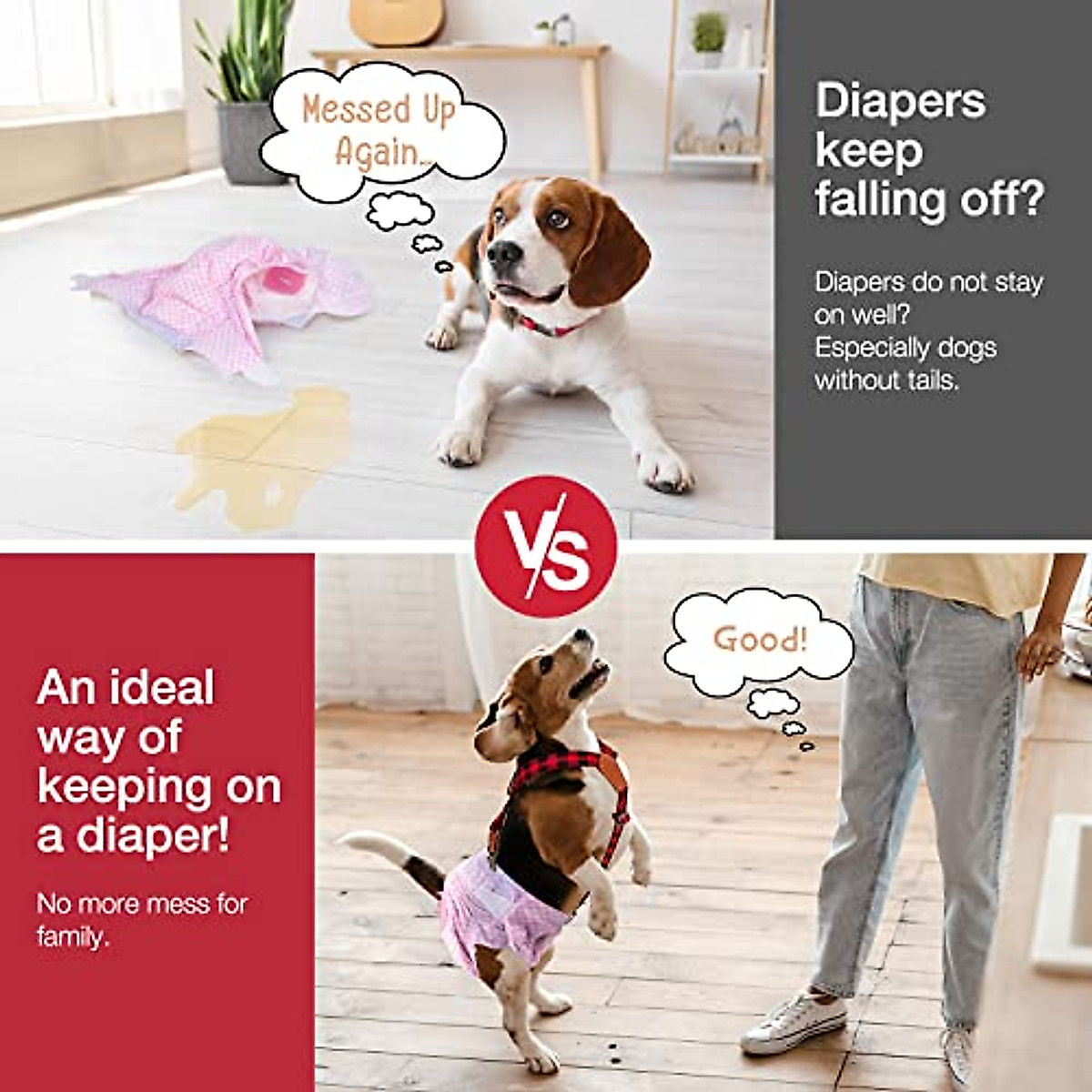 Pet Soft Dog Suspenders 2 Pieces Female Dog Diaper Suspenders for Dogs Diaper Keeper Suspender for Dog Skirt, Dog Dress (Brown & Burgundy, M/L)