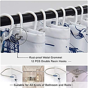 DESIHOM Blue Nautical Octopus Shower Curtain Set, Funny Ocean Kraken Shower Curtains for Bathroom, Cool Beach Coastal Octopus Decor Polyester Fabric-72" x 72"