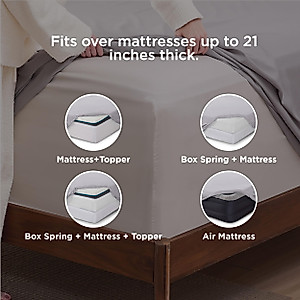 Bedsure Deep Pocket Full Size Bed Sheets Set - Fits Mattresses Up to 21 Inches Thick - 4 Piece GentleSoft™ Bed Sheets, Moisture Wicking, Cooling Bedsheet & Pillowcases, Easy & Secure Fit, Light Grey