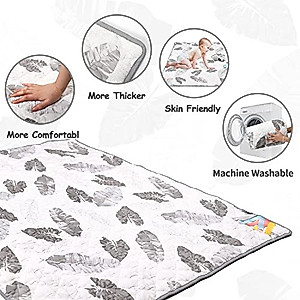 Baby Play Mat,Play Mat for Baby,Foldable Crawling Mat for Floor,Fabric Baby Playpen Mat,Tummy Time Mat for Newborn,Non-Slip Kids Play Mat for Playpen,Play Yard Mat(Leaves-49x49inches)