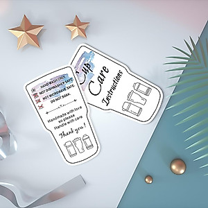 KIUKIUO 240 PCS Tumbler Care Instructions Cards Packaging Customer Direction Card for Tumbler, Cup, Mug Small Business Online Shop Owner 3.5 x 2 Inch (cup shape)