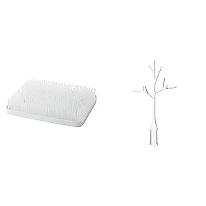 Boon Lawn Countertop Drying Rack,White, 13.5x11x2.5 Inch (Pack of 1) & Twig Grass and Lawn Drying Rack Accessory, White