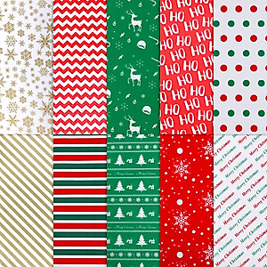 SANNIX 100 Sheets Christmas Tissue Paper Xmas Bulk Gift Wrapping Paper Bag for Christmas Gift Wrapping Boxes DIY Crafts Birthday Holiday Decoration 19.7 ×13.8 Inch (10 Patterns)
