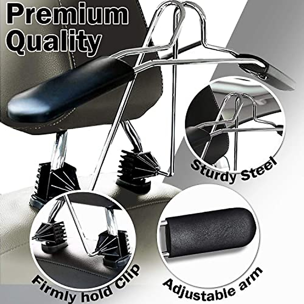 Car Expandable Clothes Hanger Bar by Zone Tech and Zone Tech Chrome Headrest Car Hanger for Jacket Suit Coat
