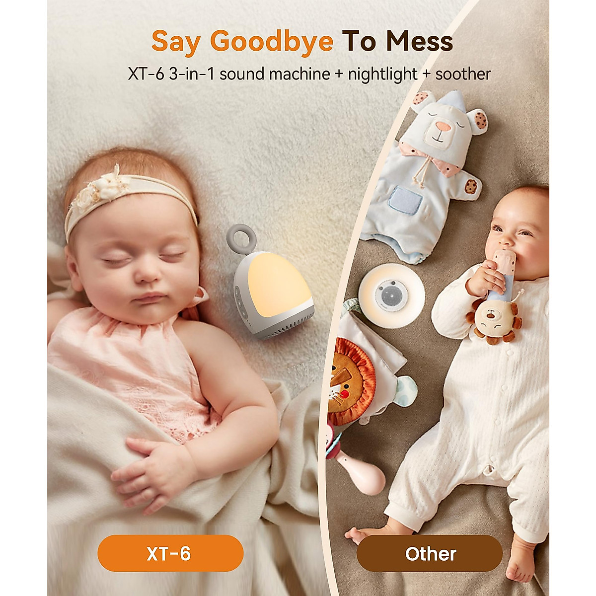 Dreamegg Baby Sound Machine, Portable Sound Machine for Sleeping with Night Light, Brown Noise, Lullaby, Child Lock, White Noise Machine Baby Sleep Soother for Home Travel Nursery Baby Registry Search