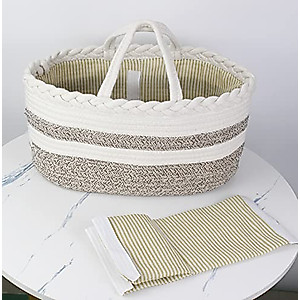 HIYAGON Baby Diaper Caddy Organizer,Nursery Storage Basket for Boys and Girls,Storage Bin for Changing Table & Car Organizer,Newborn Essentials Must Haves, Registry for Baby (Brown)