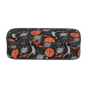 Basketball Fun Sport Ball Pencil Case Big Capacity Storage Pencil Pouch Stationery Bags With Zipper Portable Pen Holder Box Organizer For Boys Girls Teens Student College School Office Supplies