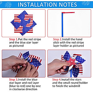4th of July Decorations Patriotic Pinwheels,Fourth of July Decorations for Outdoor Home,Patriotic Independence Day Party Supplies Favors,Wind Spinner for Garden 16 PCS