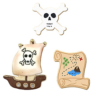 Foose Pirate Cookie Cutters 3 Piece Set with Recipe Card, Made in USA