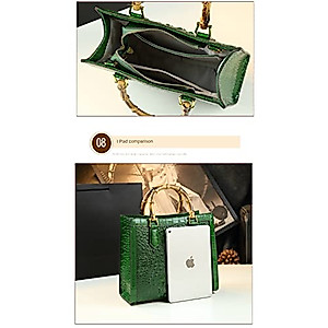 DDQYYSPP Crocodile Pattern Leather Women's Bag Bamboo Top-Handle Satchel Handbags Portable Tote Bag Shoulder Messenger Bags