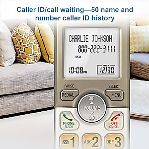 AT&T EL52213 2-Handset Cordless Phone with Answering System & Extra-large Backlit Keys