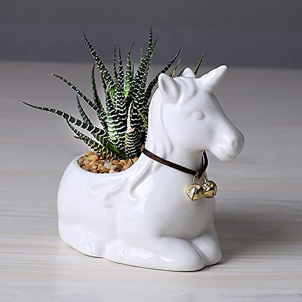 YONGYAN Horse Shape Flower Pot Statue Decoration Ceramics Garden Planters Containers Pot Bookshelf Office Desktop Decor