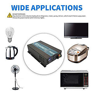 WZRELB for AC appliances 2500W 12V DC to AC Power Inverter Pure Sine Wave Solar Power Converter (RBP250012B1)
