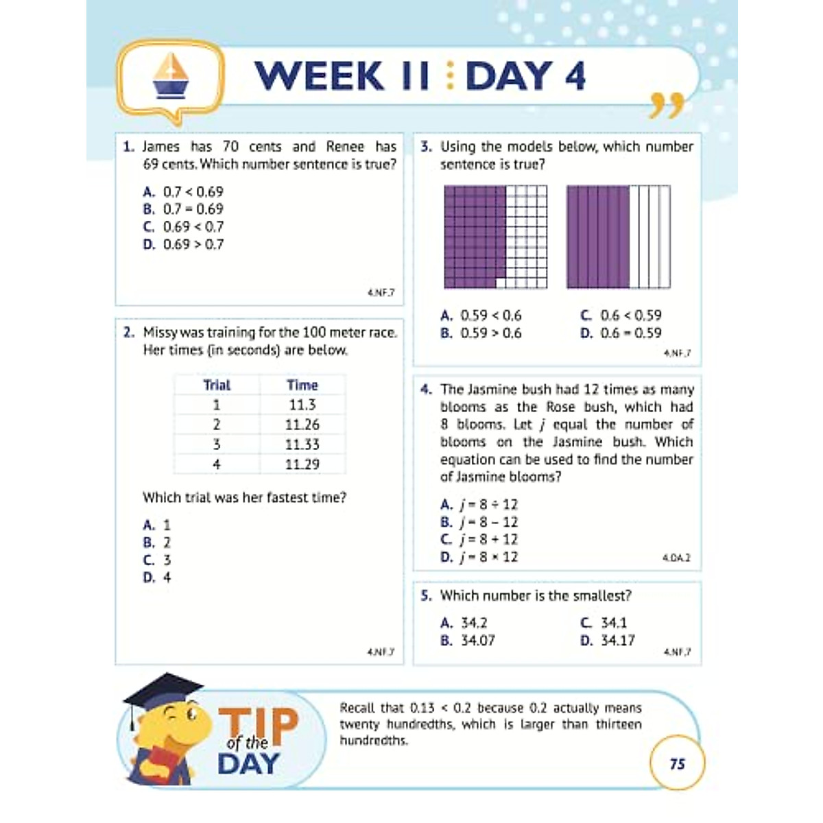 4th Grade Common Core Math: Daily Practice Workbook - Part I: Multiple Choice | 1000+ Practice Questions and Video Explanations | Argo Brothers (Next Generation Learning Standards Aligned (NGSS))